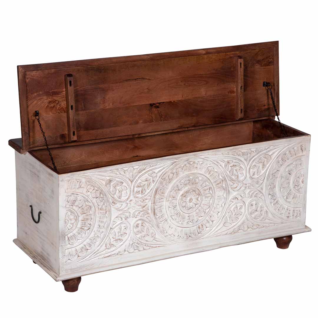 Maadze White Wooden Trunk Box "Snow"